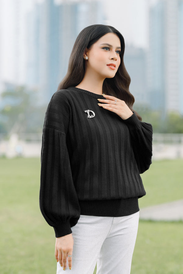 Interlock Lining Sweater - Black - ZYTADELIA